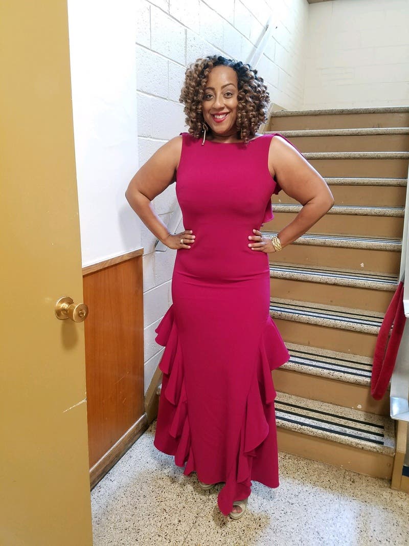 Raspberry Ruffle Gown by Theia | Rent the Runway