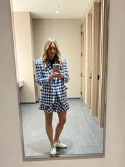 Sixtine Houndstooth Skirt by Sandro | Rent the Runway