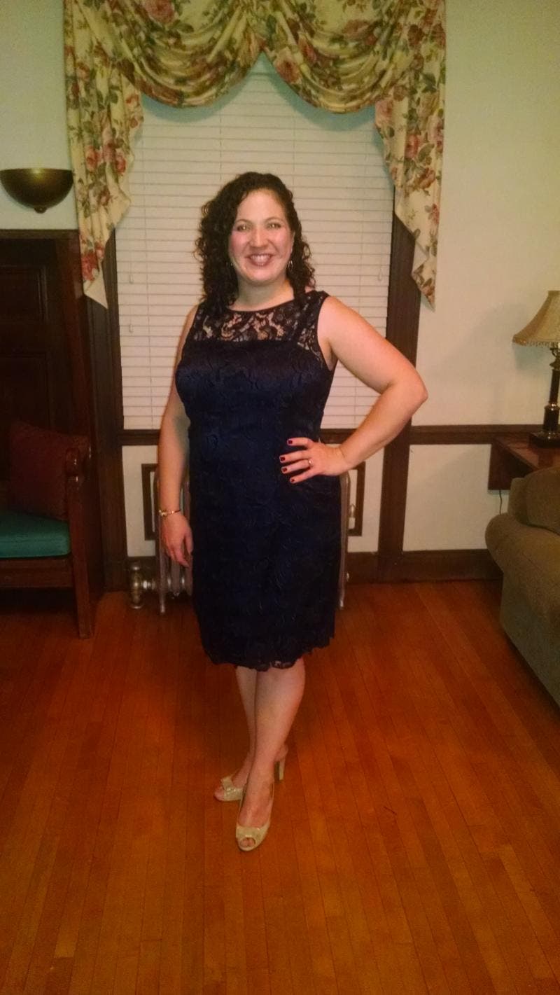 Dainty Danika Goes Navy Sheath by Adrianna Papell | Rent the Runway