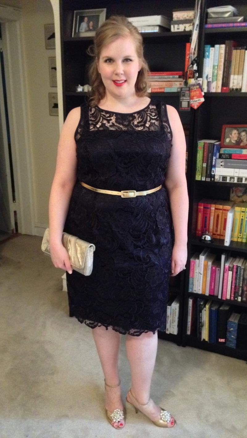 Dainty Danika Goes Navy Sheath by Adrianna Papell | Rent the Runway