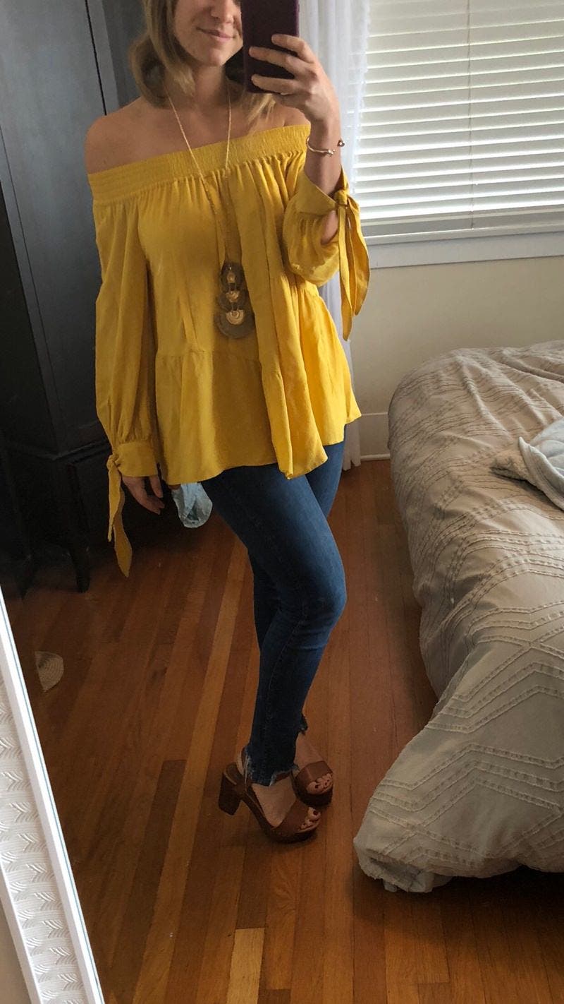 Yellow Off Shoulder Top by DEREK LAM | Rent the Runway