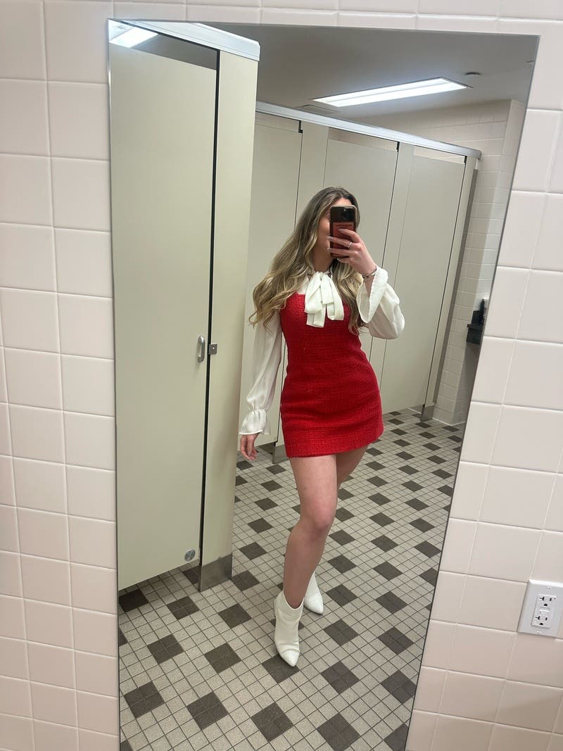 Red Tweed Mini Dress by Maje | Rent the Runway