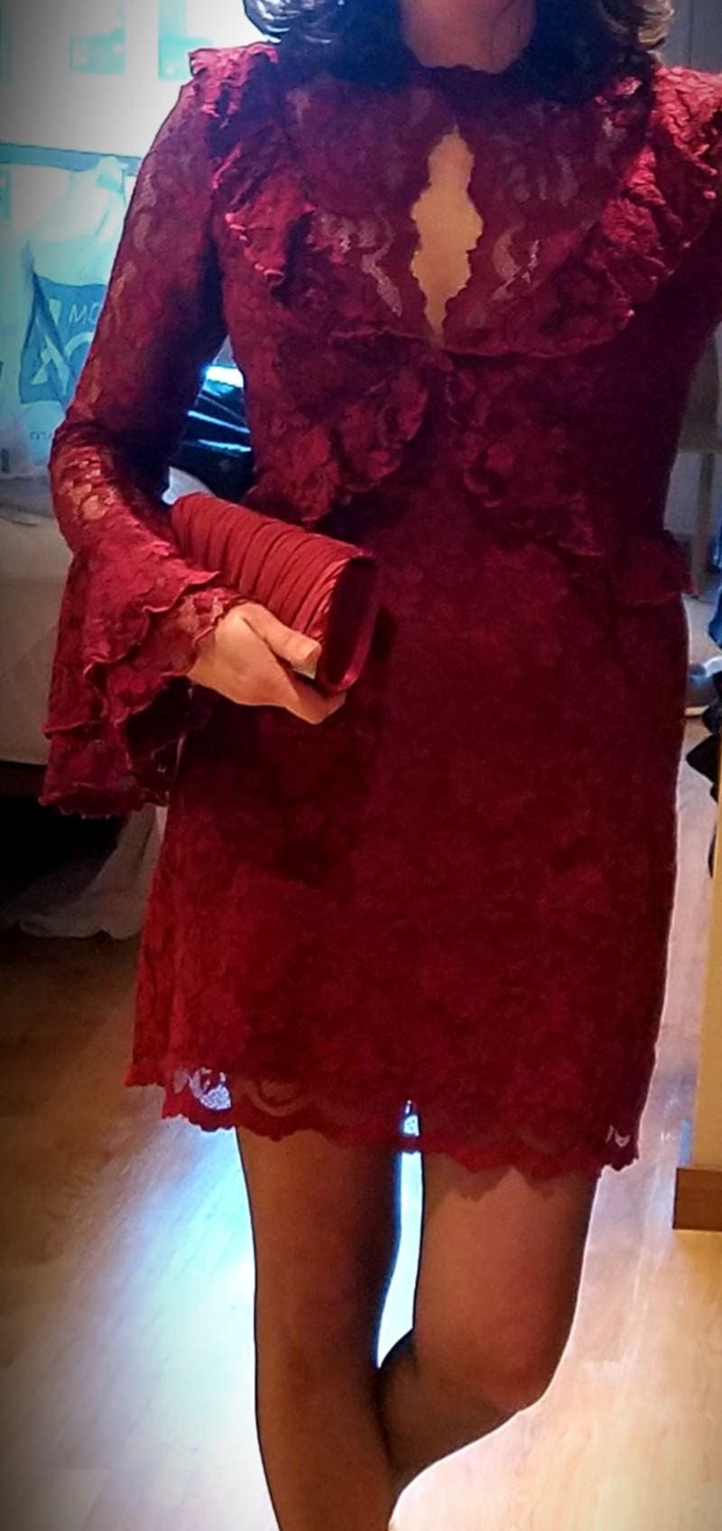 Wine Devin Lace Dress by Saylor | Rent the Runway