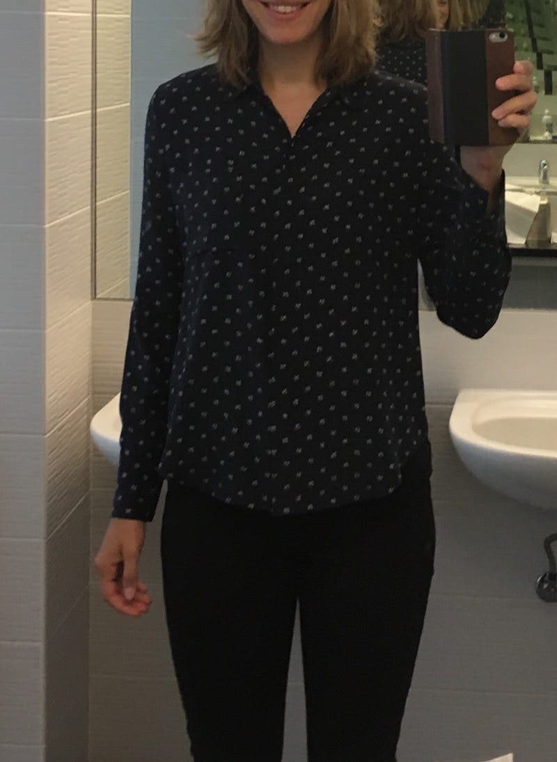 Navy Refined Dot Button Down by VINCE. | Rent the Runway
