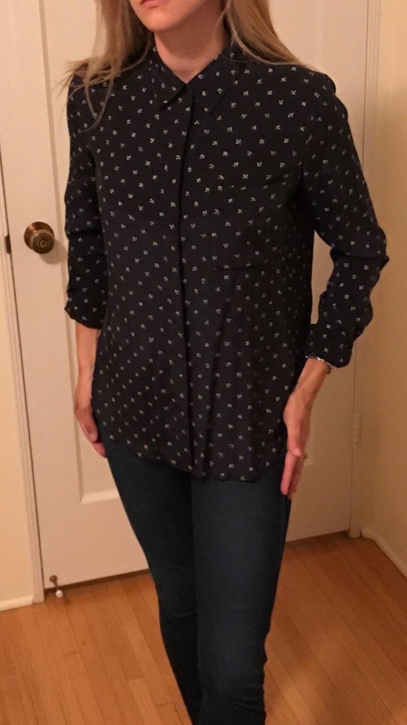 Navy Refined Dot Button Down by VINCE. | Rent the Runway