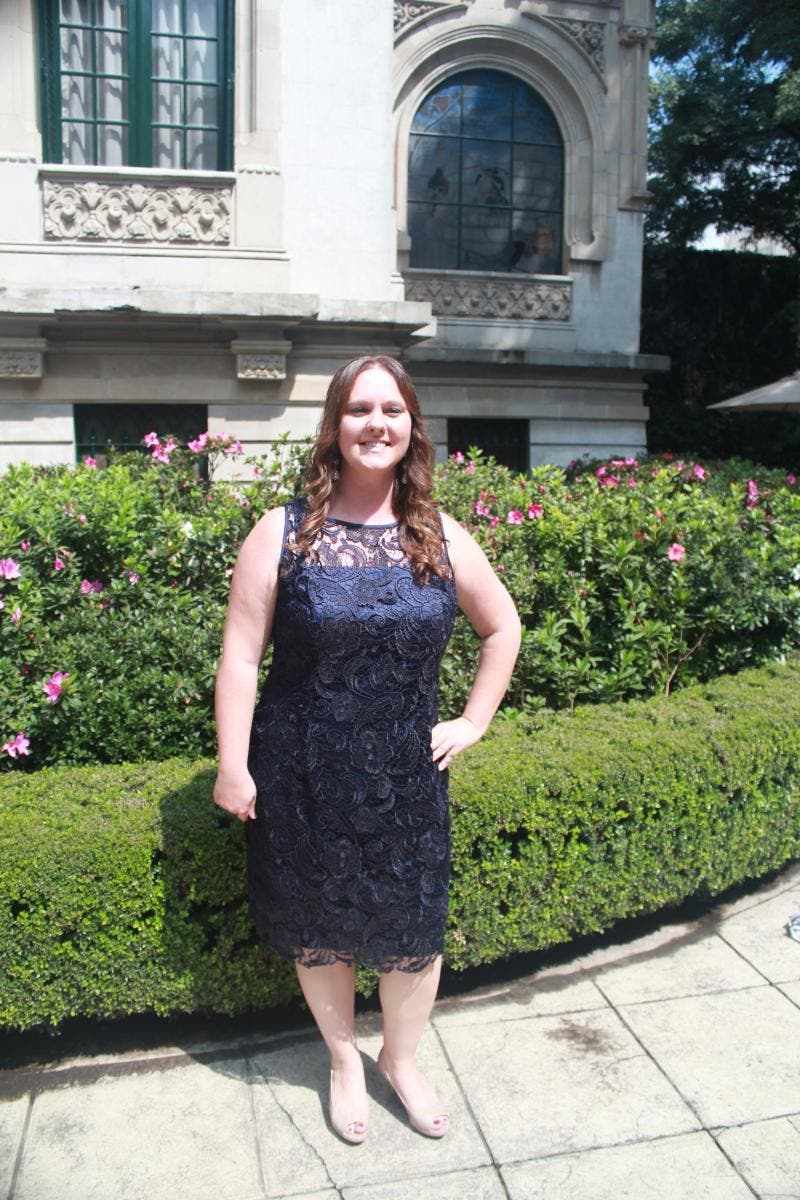 Dainty Danika Goes Navy Sheath by Adrianna Papell | Rent the Runway